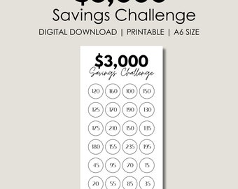 3,000 Savings Challenge Printable - Etsy