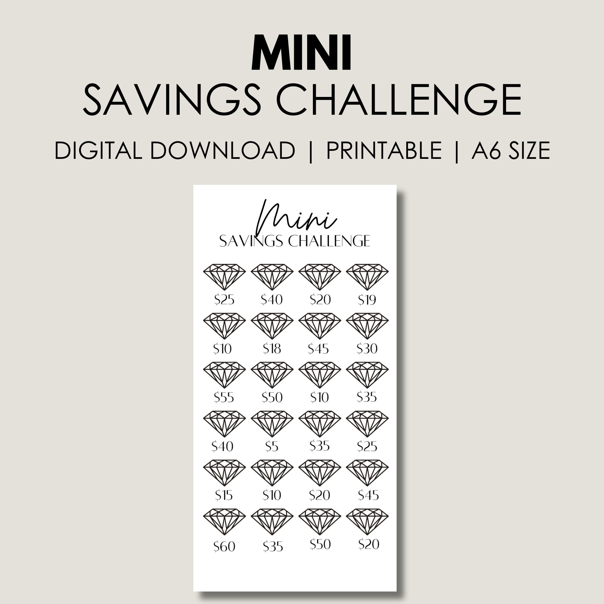 Mini Savings Challenge | Printable Savings Challenge - Etsy