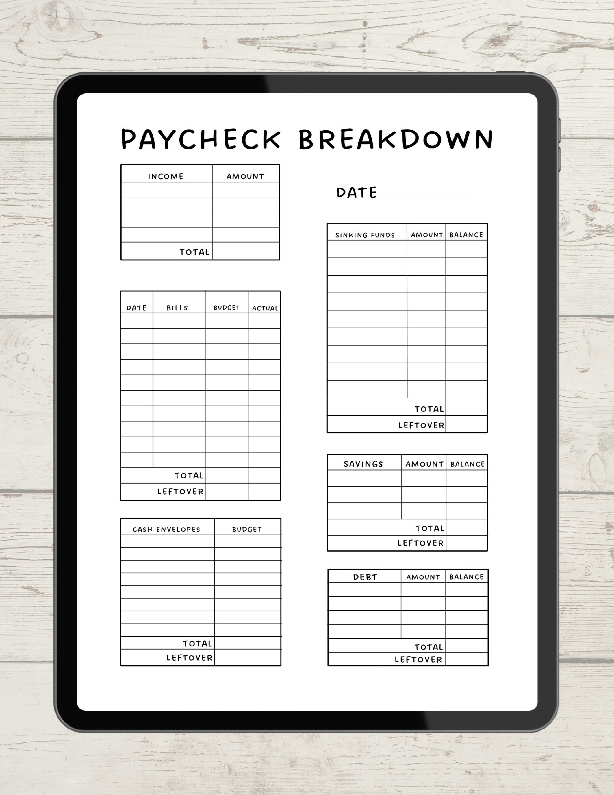 Simple Paycheck Breakdown Printable - Etsy