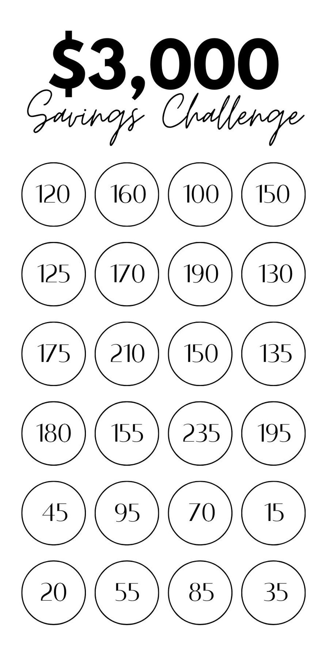 3,000 Savings Challenge Printable Savings Challenge - Etsy