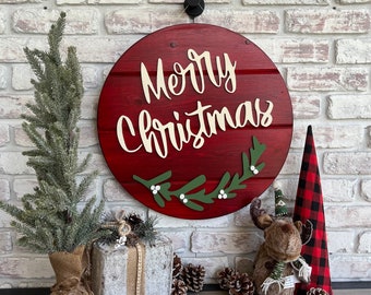 Christmas Wood Round Sign - Etsy