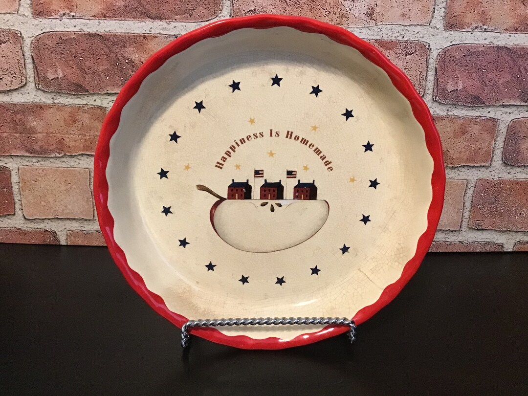 RUSS Ceramic Pie Plate “happiness is Homemade” American Pie Plate - Etsy
