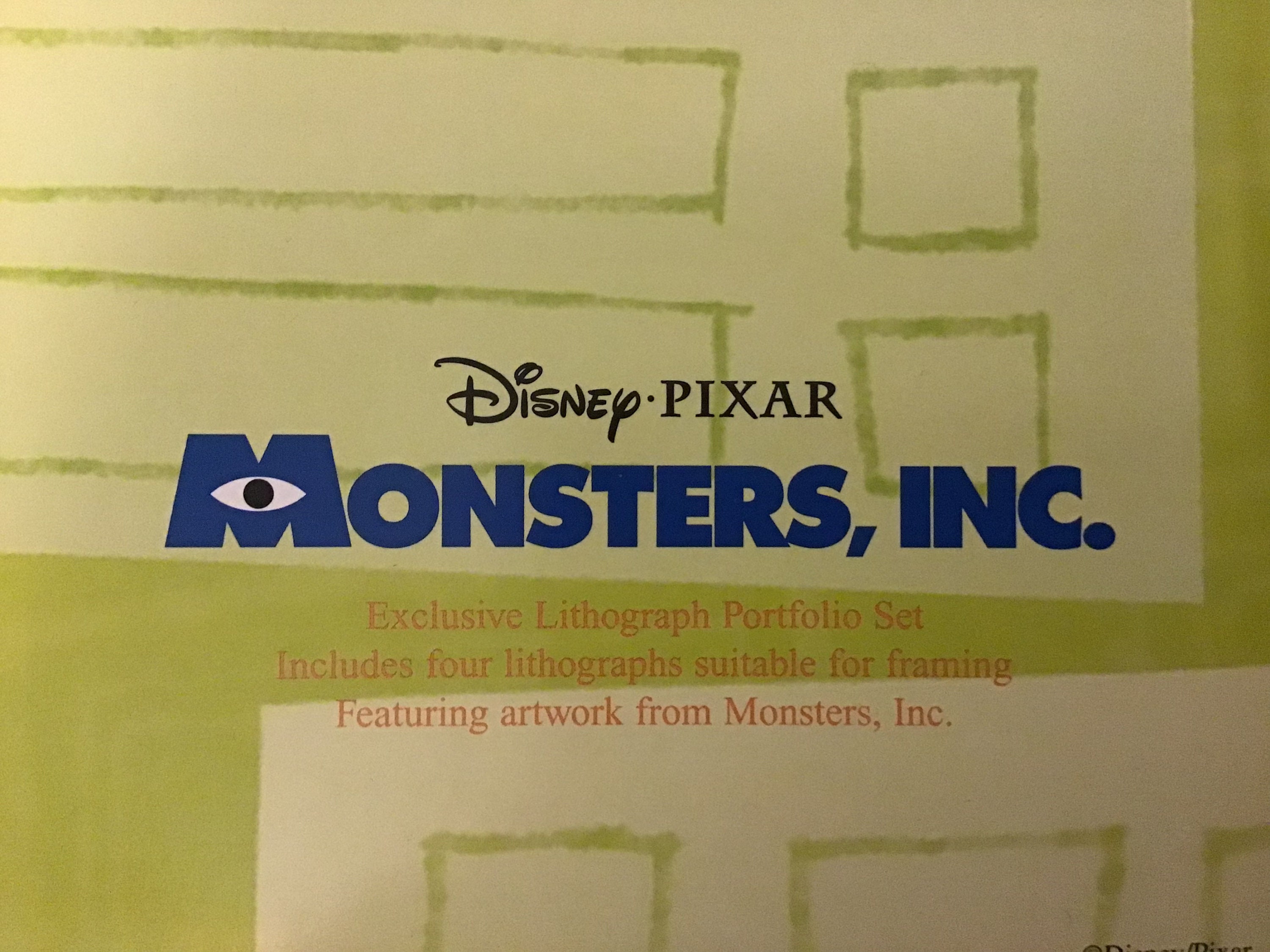 Disney Pixar Monsters Inc Exclusive Lithographs Portfolio Set4 Prints ...