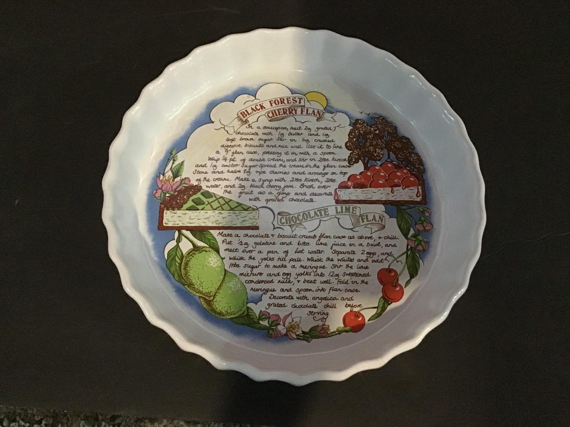 Black Forest Cherry Flan and Chocolate Lime Flan Recipe Pie Plate - Etsy