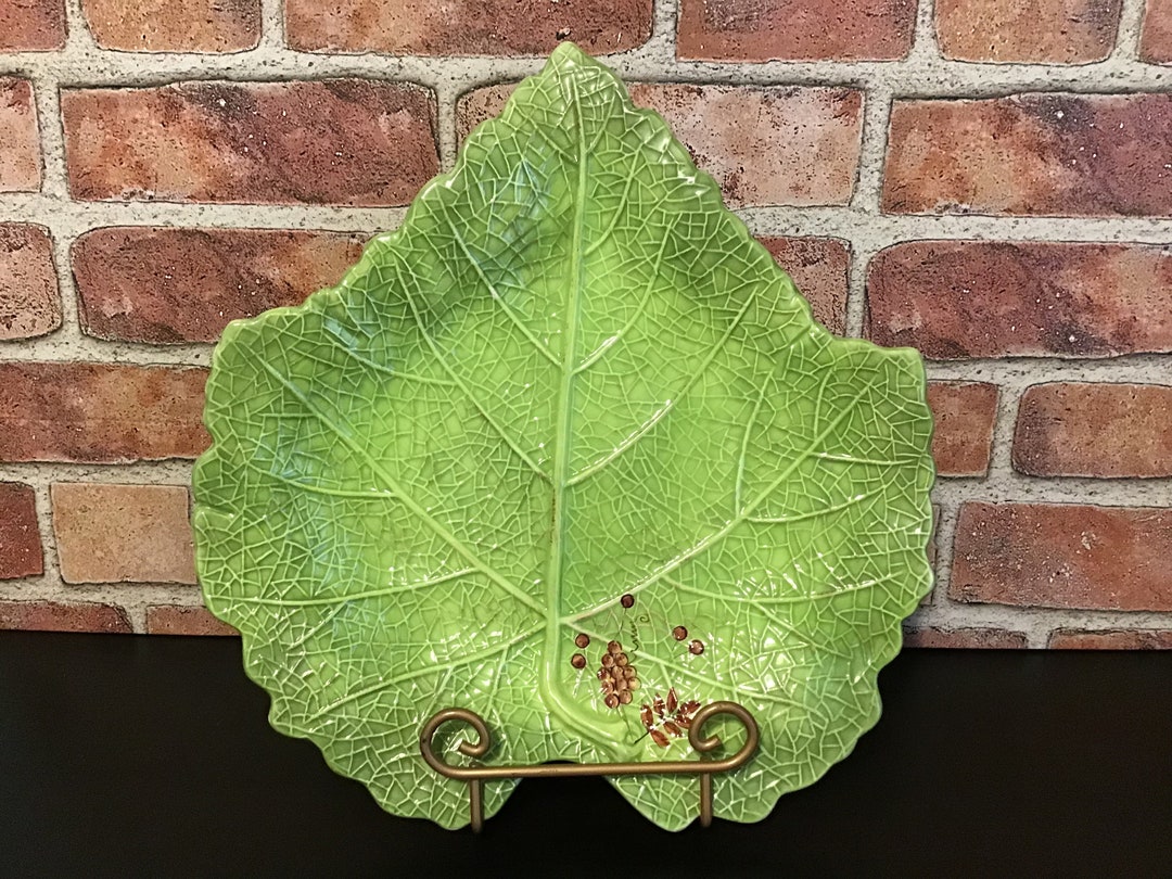 Laurie Gates 13” Large Green Leaf Platter Serving Plate Gates Ware - Etsy