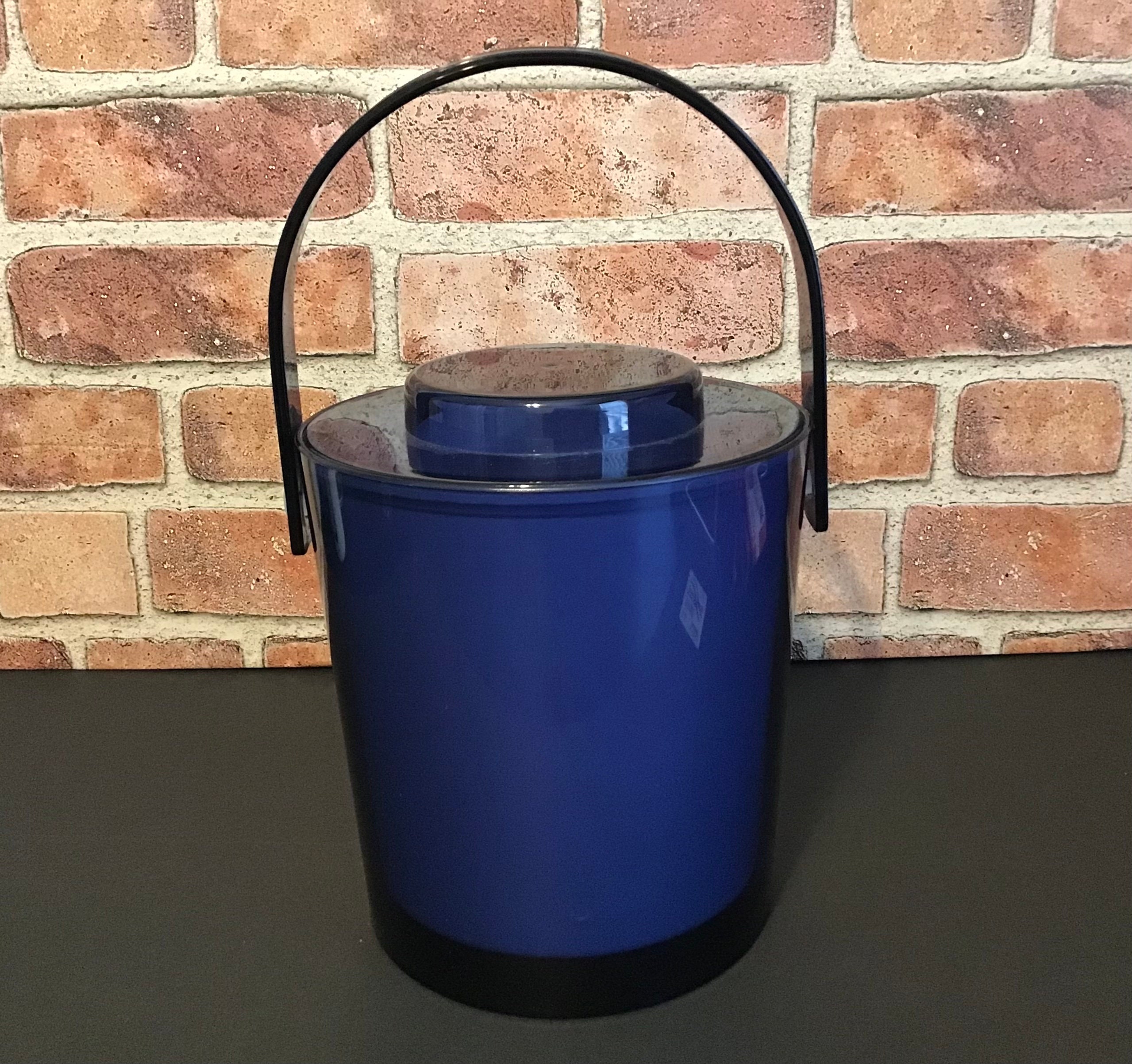Vintage Cobalt Blue Bar Ice Bucket - Etsy