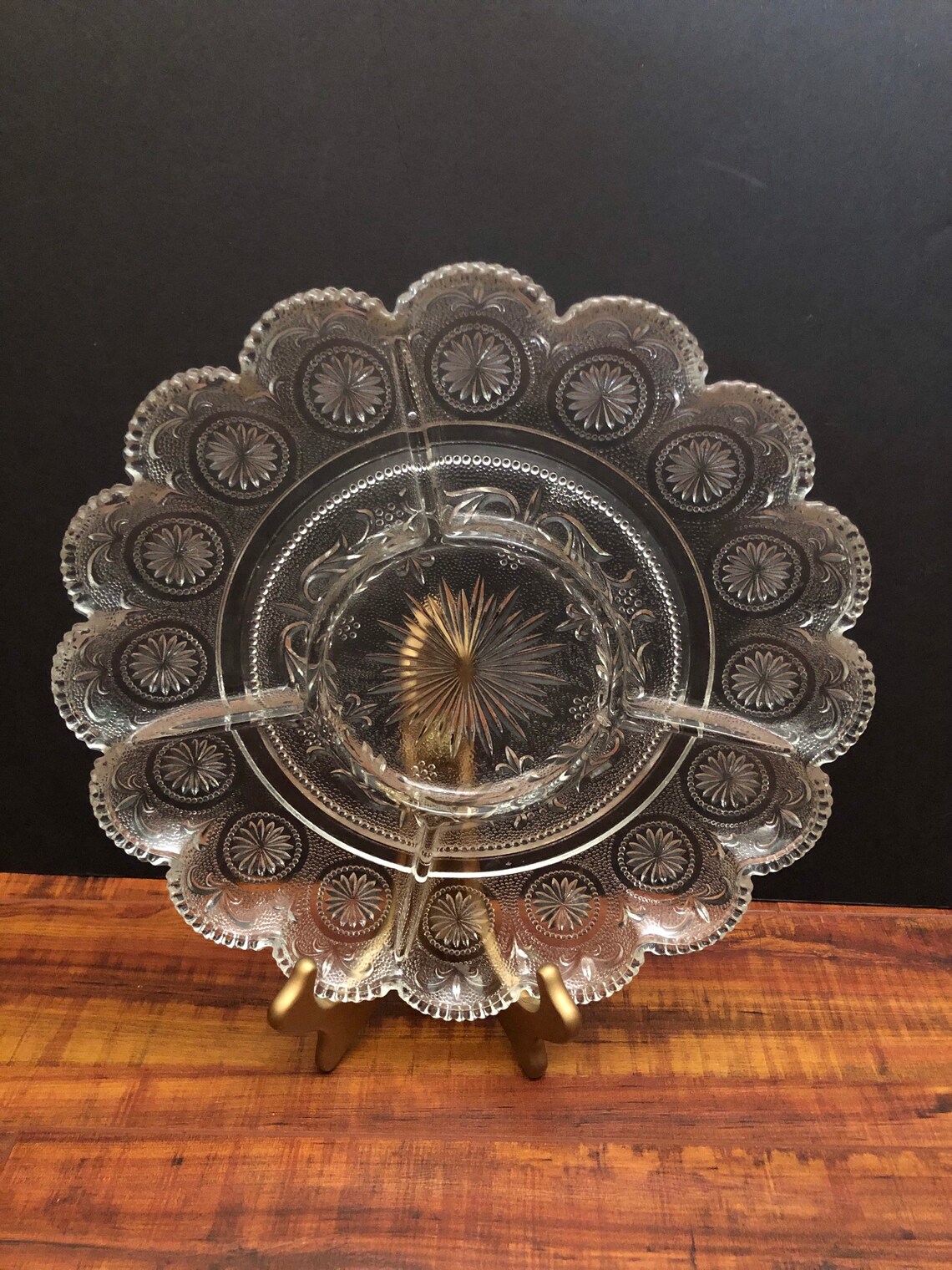 Vintage Relish Tray Glass Round 5 Section Divided Deviled Egg Dish - Etsy