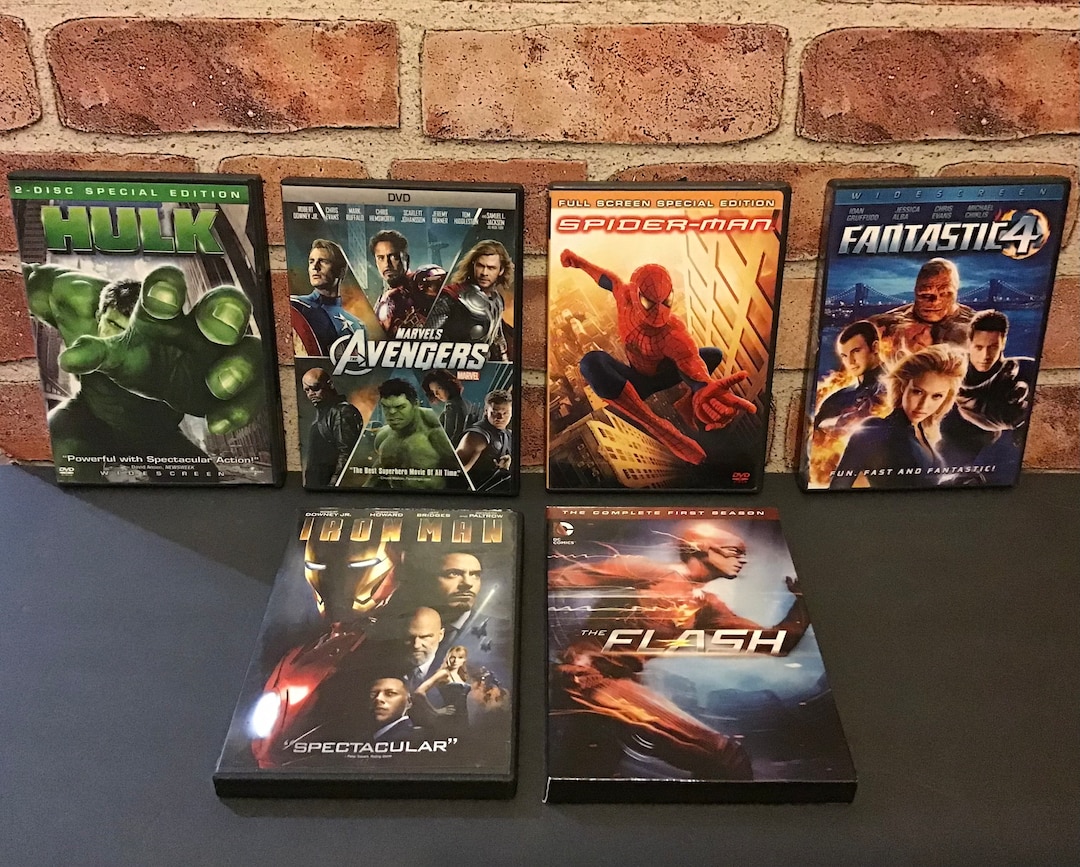 Marvel DC Superhero Dvds Iron Man Hulk Avengers Spider-man Fantastic 4 ...