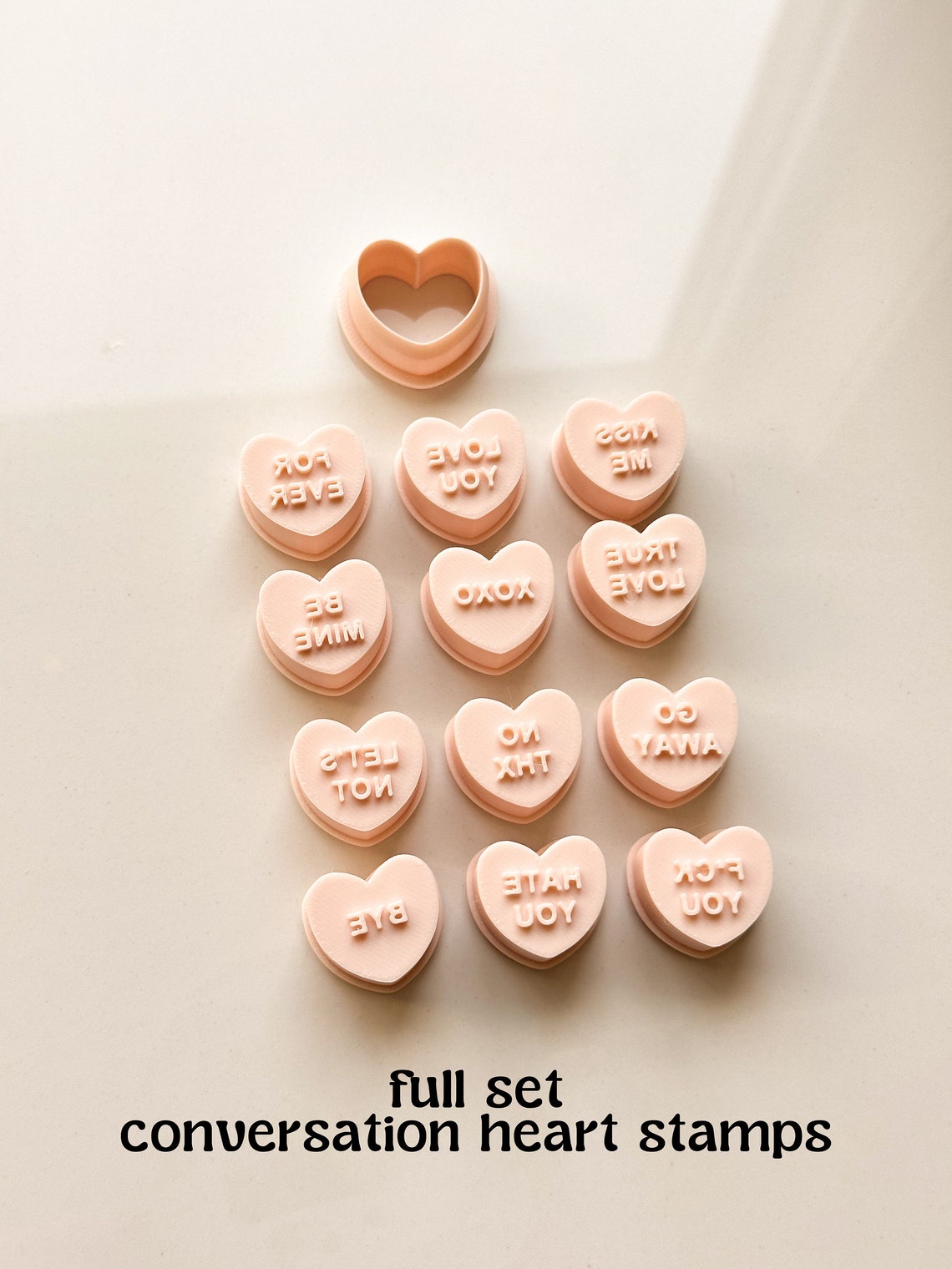 Conversation Heart Clay Cutter + Stamp Combo - Etsy