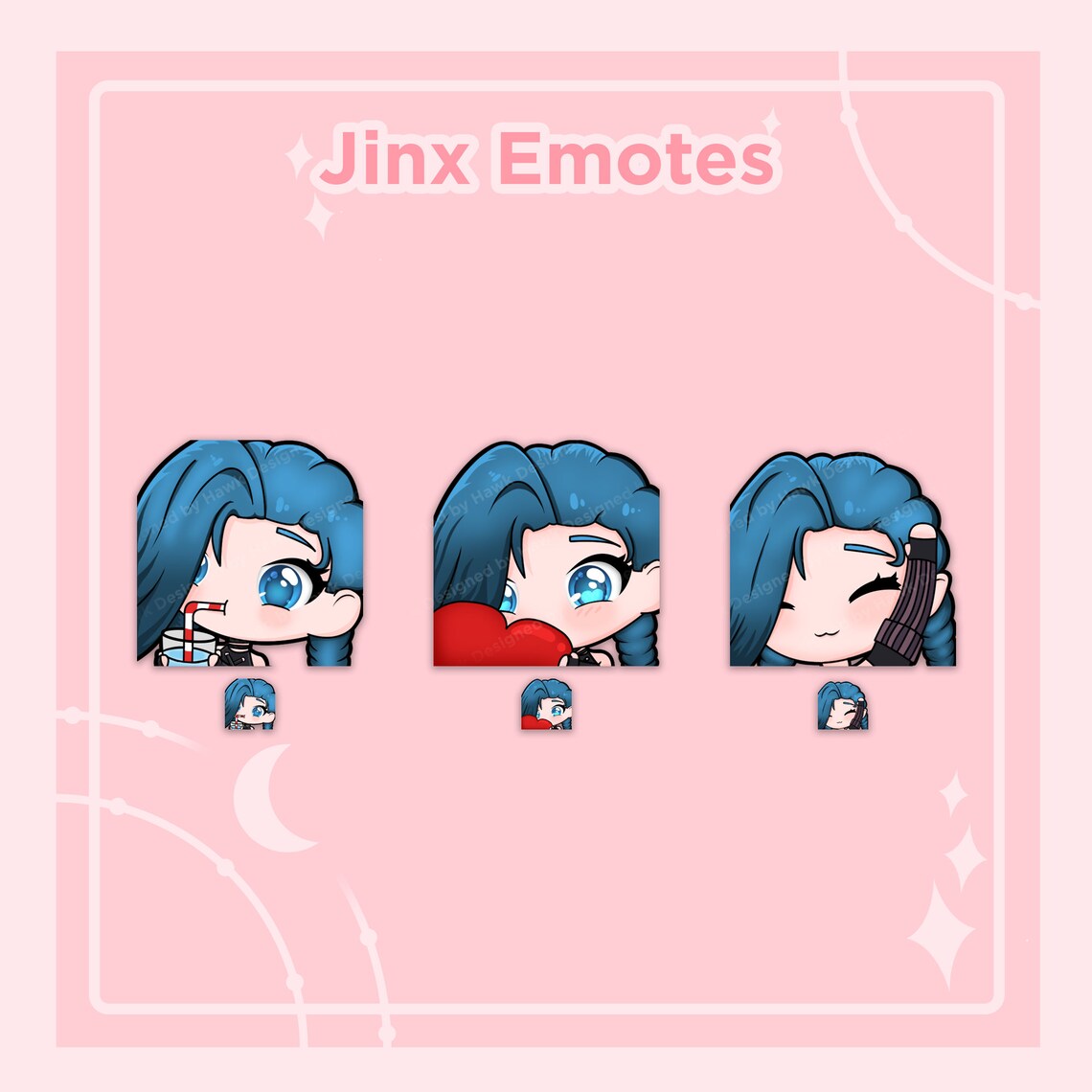 3 X Jinx Twitch Emotes League of Legends, Jinx Arcane Twitch TV Emotes ...