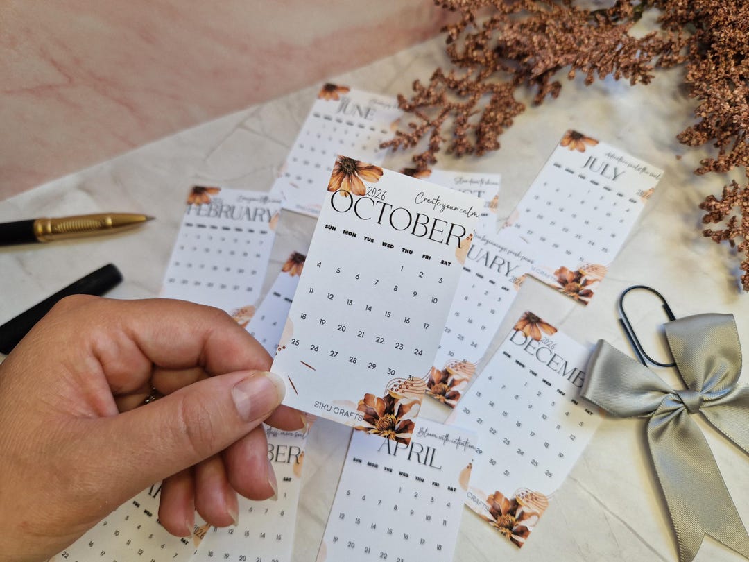 2026 Mini Calendar Cards, Wallet, Binder & Journal Insert - Etsy