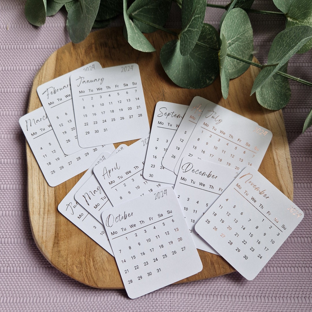 Elegant Gold Foil Mini Calendar Set Mini Cards With Foil Finish 12 ...