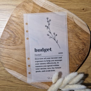 A6 Transparent Vellum Budget Cover Sheet: Cash Stuffing Dashboard - Etsy