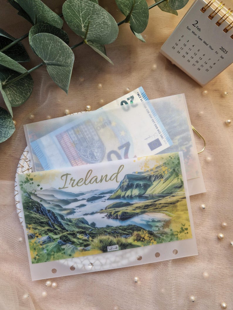 Irland Spar-Set: A6 Pergament-Briefumschlag, Bordkarten-Tracker, Spar ...