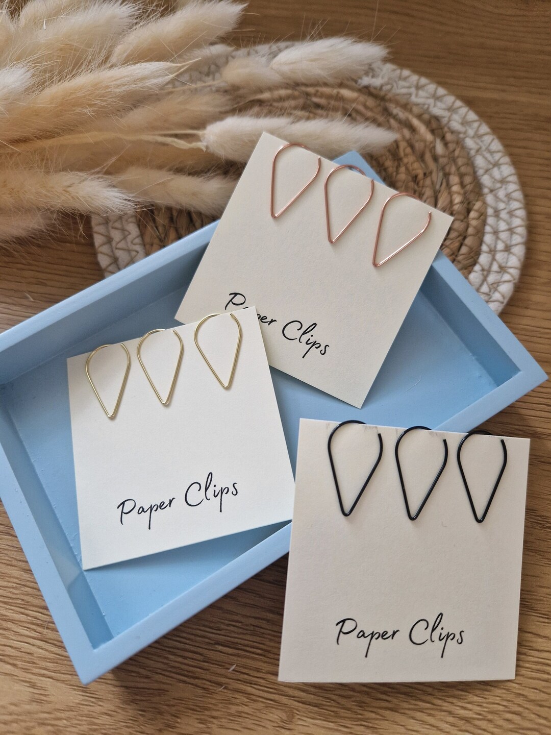 Raindrop Paper Clips: Gold, Rose Gold, Black - Set of 3 - Etsy