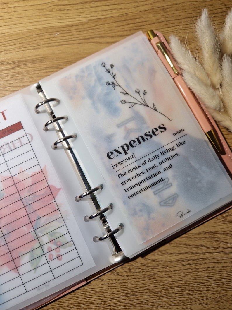 A6 Transparent Vellum Budget Cover Sheet: Cash Stuffing Dashboard - Etsy