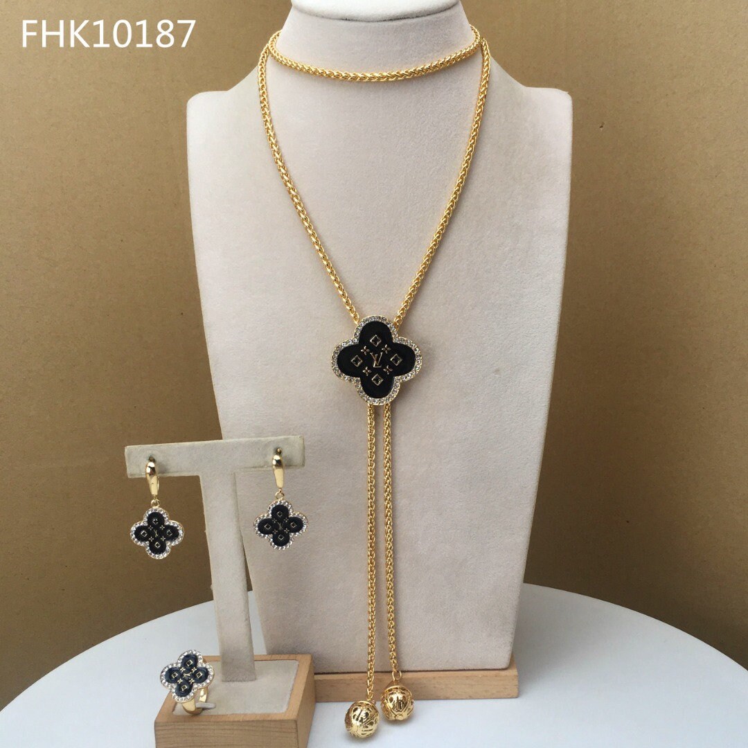 Long Gold Plated Jewelry Set - Etsy