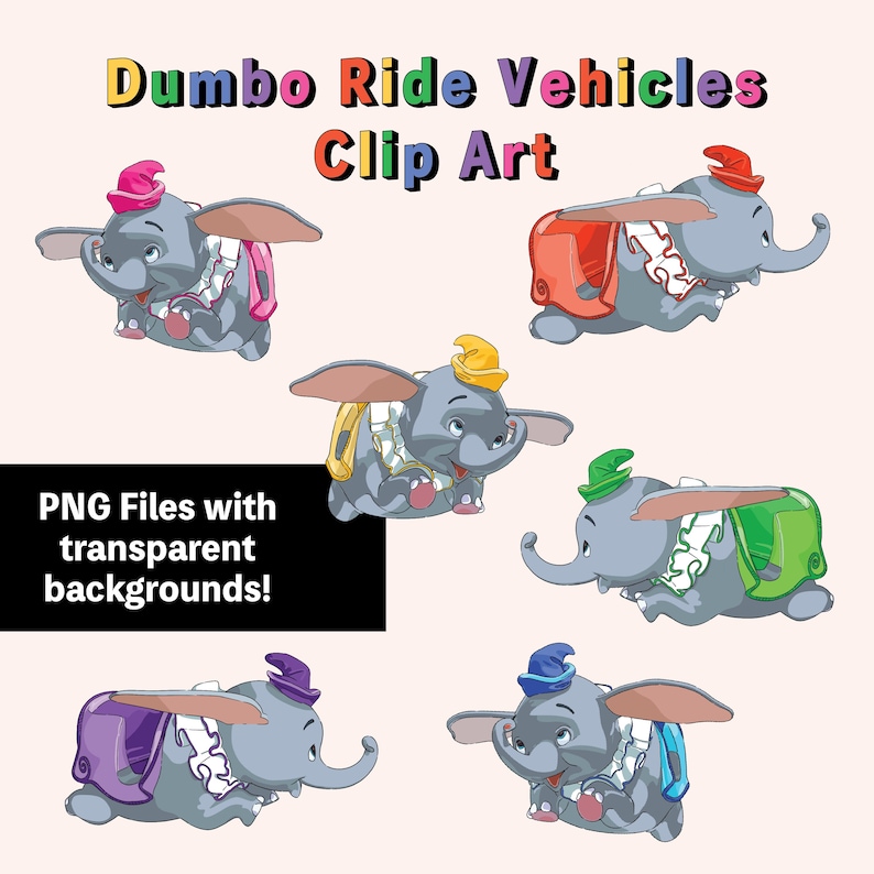 Flying Dumbo Ride Vehicles Clip Art PNG Files With Transparent ...