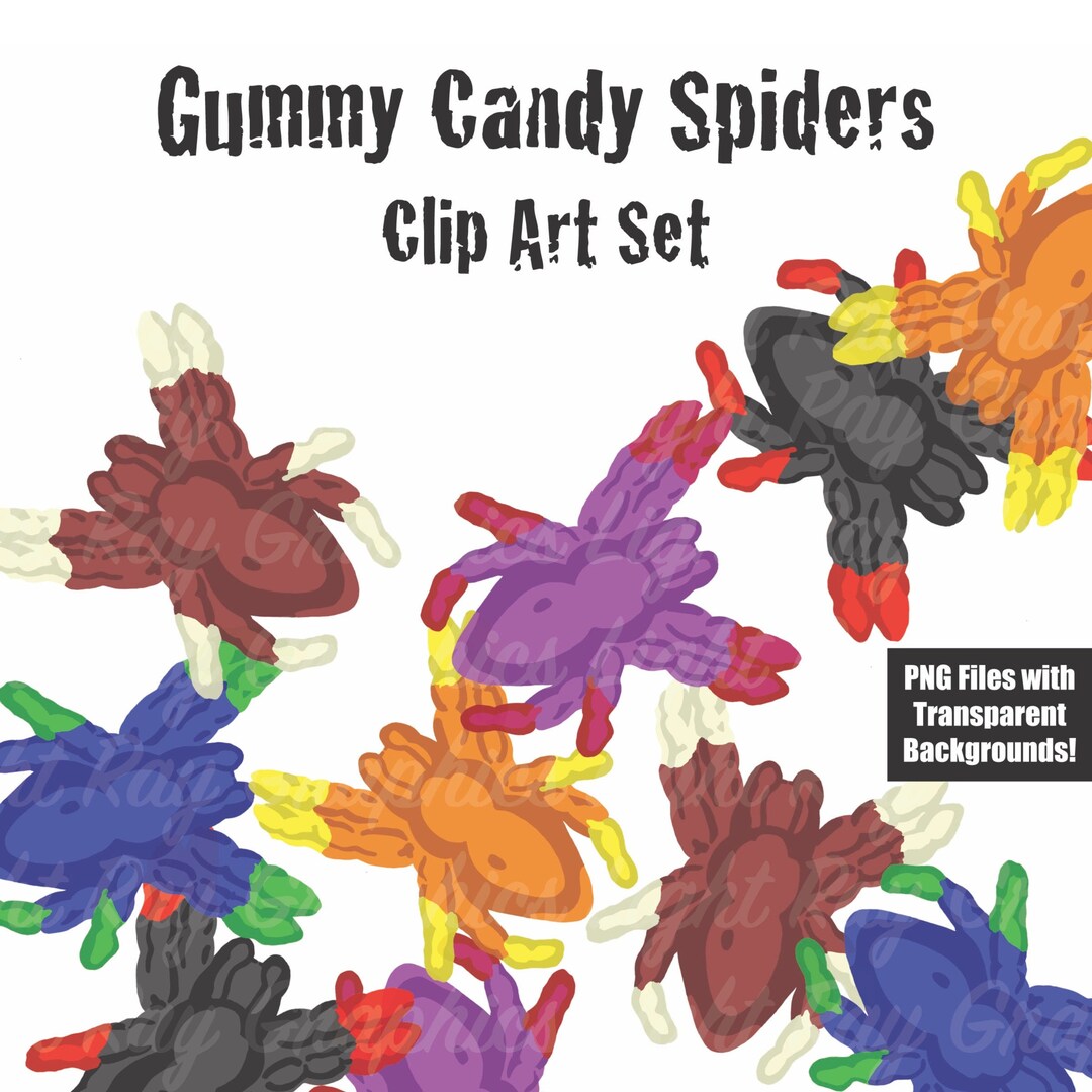 Gummy Candy Spiders Clip Art PNG Files With Transparent Background ...