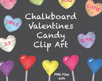 Valentines Candy Sweethearts Conversation Hearts Clip Art, Watercolor ...