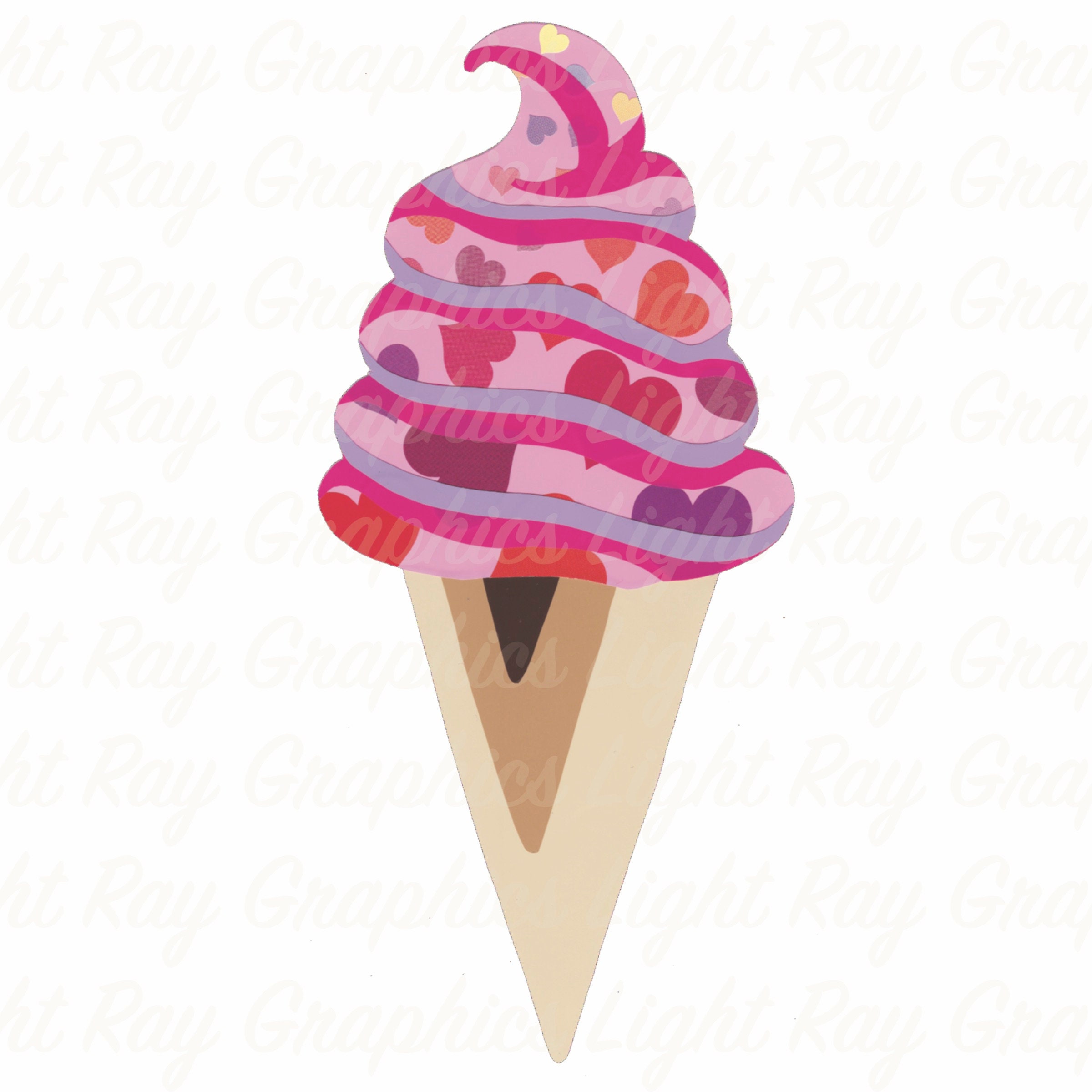 Love Hearts Ice Cream Cone Clip Art PNG File With Transparent ...