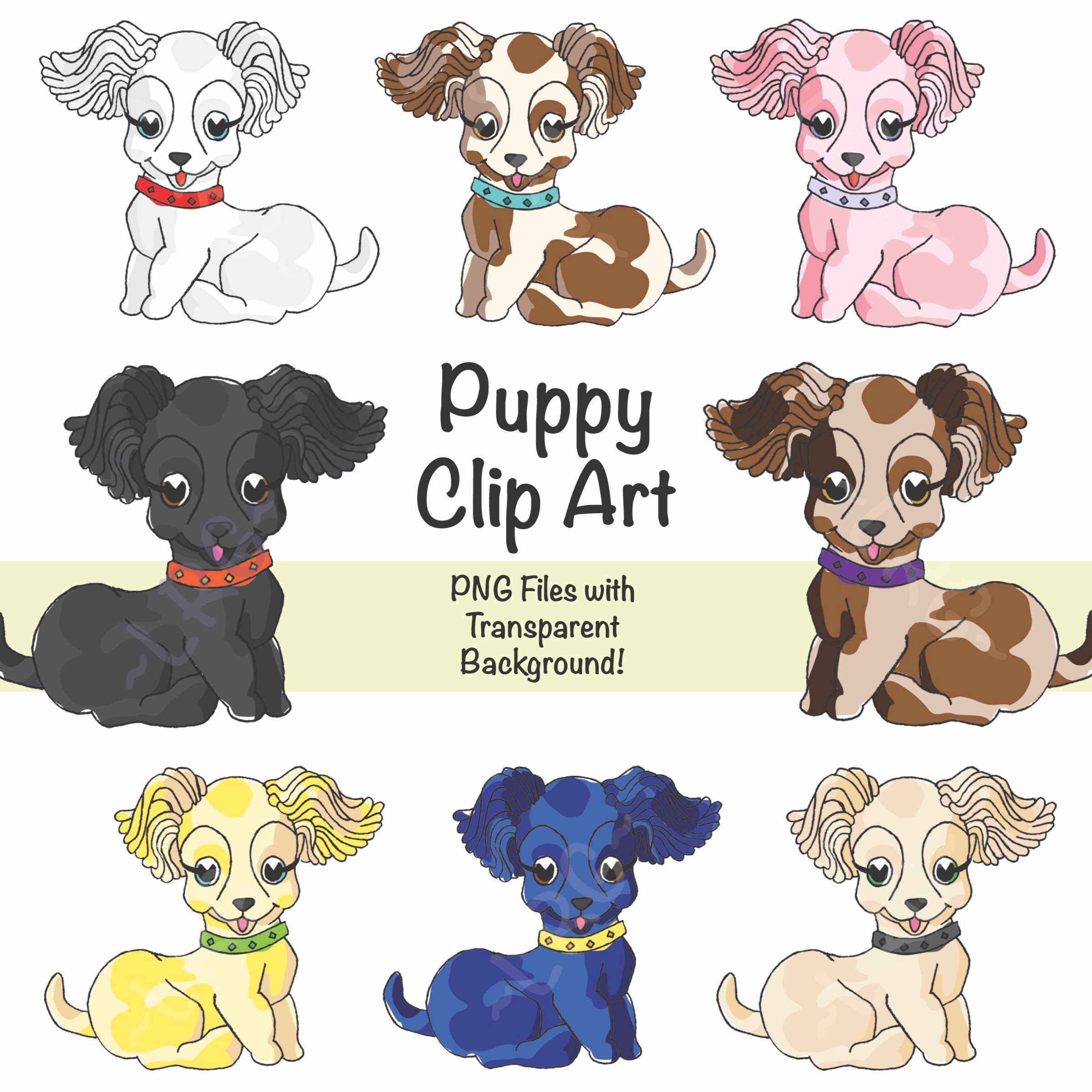 Playful Puppy Clip Art Set, PNG Files With Transparent Background ...