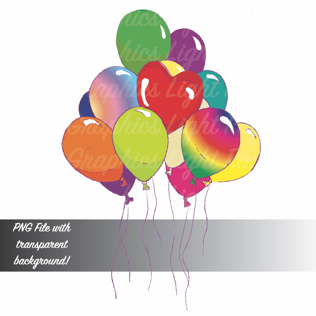 Rainbow Balloon Bunch Clip Art PNG File With Transparent Background ...