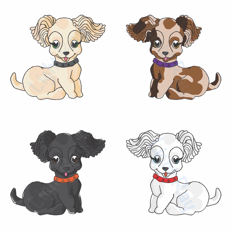 Playful Puppy Clip Art Set, PNG Files With Transparent Background ...