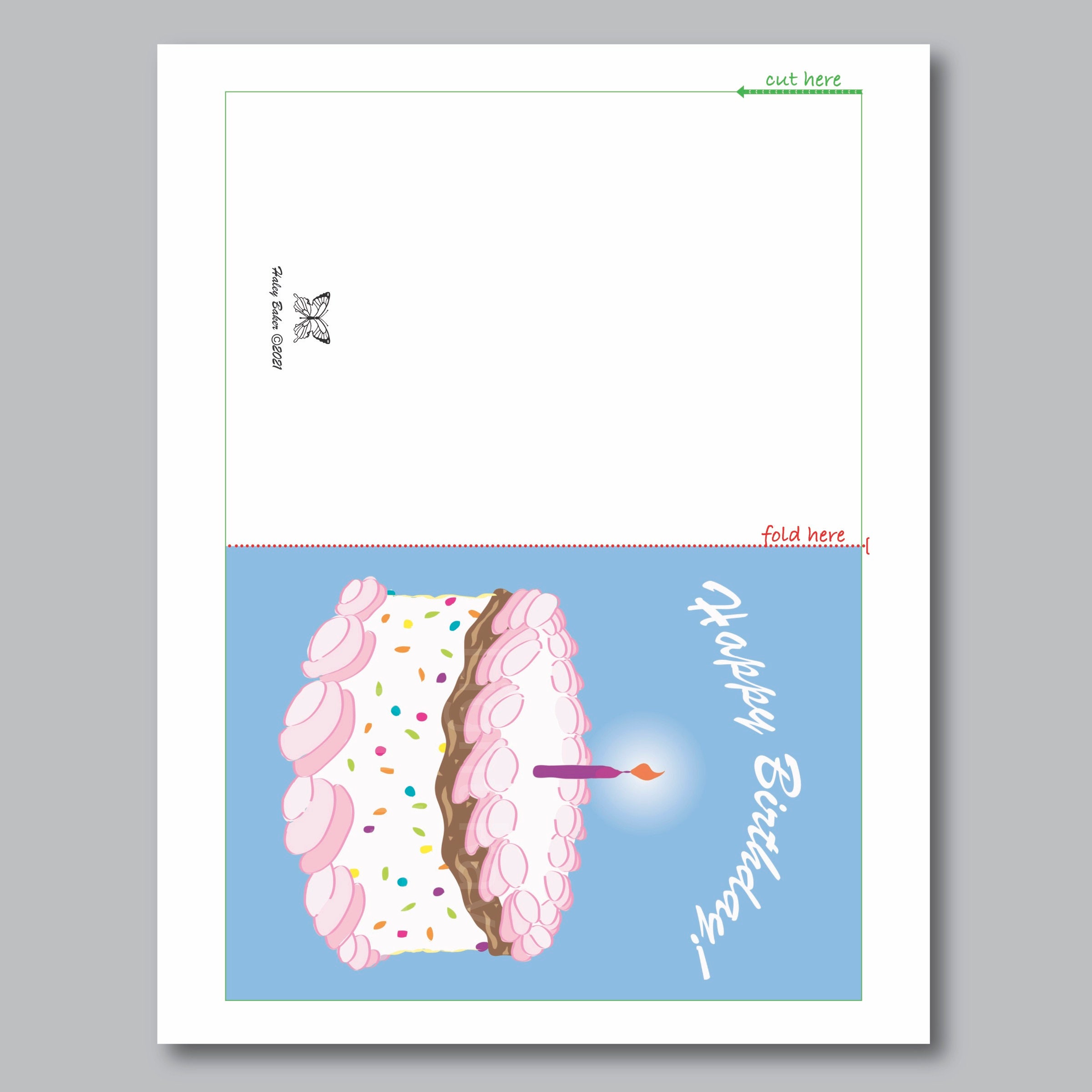 Printable 5x7 Funfetti Cake Birthday Card PDF File Blank | Etsy