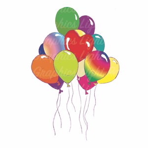 Rainbow Balloon Bunch Clip Art PNG File With Transparent Background ...