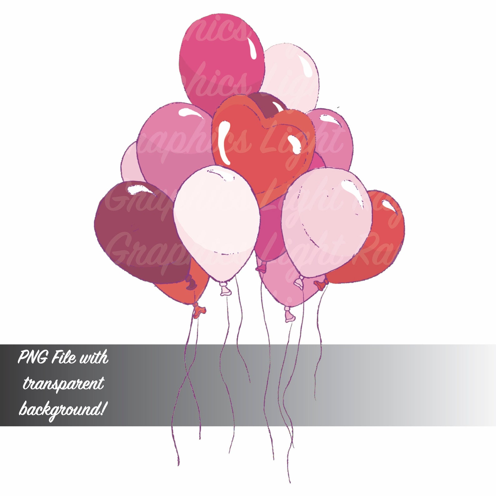 Valentine's Day Balloons Clip Art PNG With Transparent Background ...