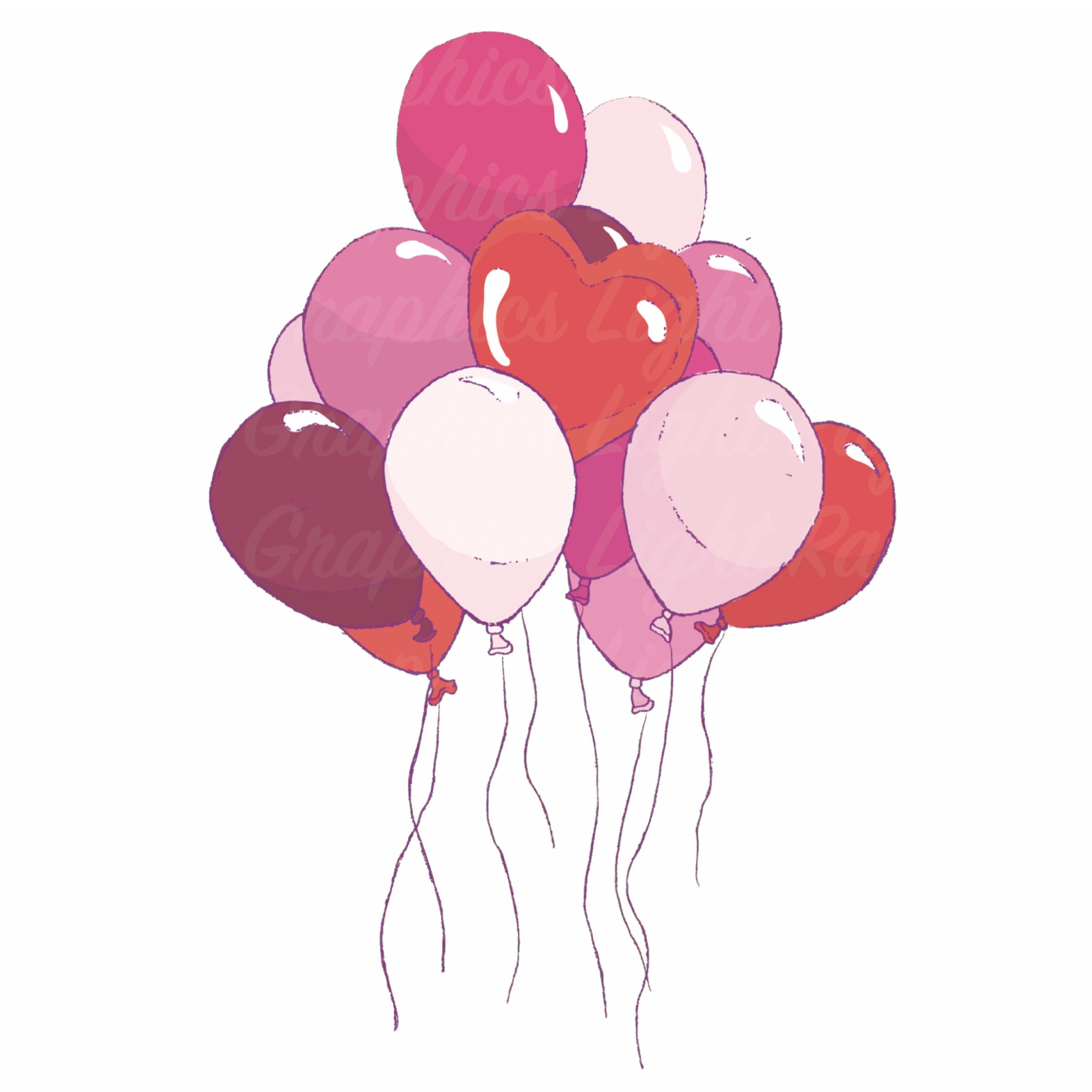 Valentine's Day Balloons Clip Art PNG With Transparent Background ...