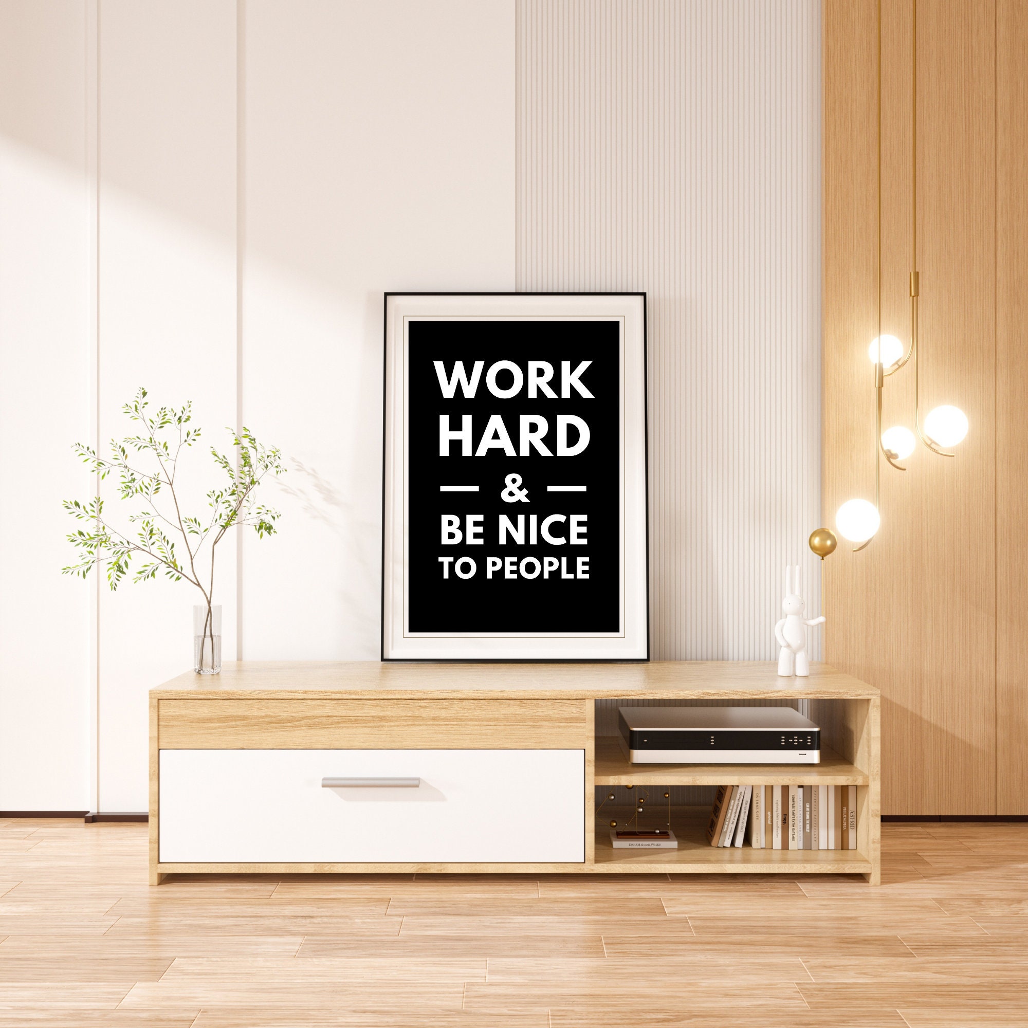 Black Work Hard & Be Nice to People, Digital Print Wall Art ...