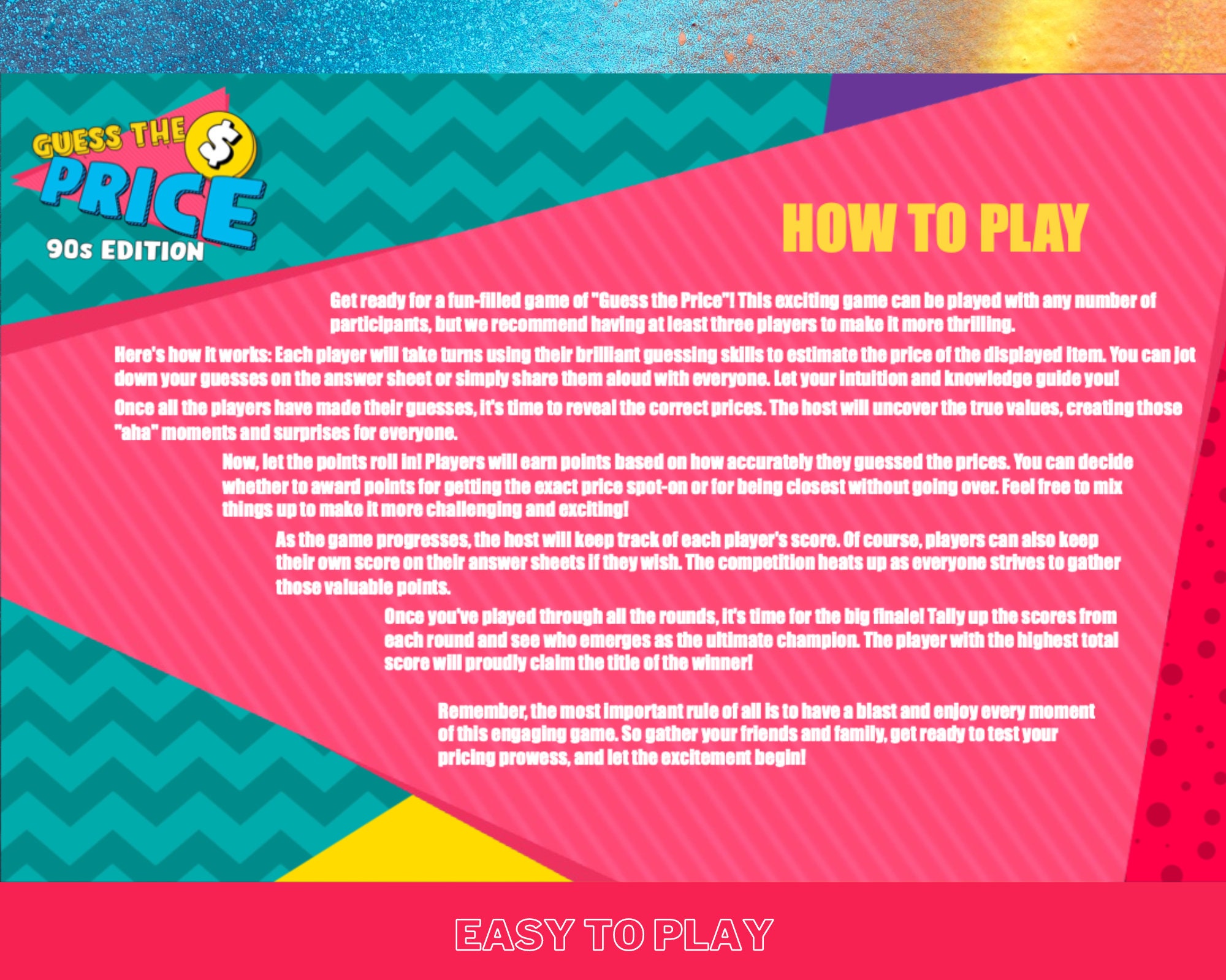 Guess the Price 90s Edition Powerpoint Party Game the Price is Right ...