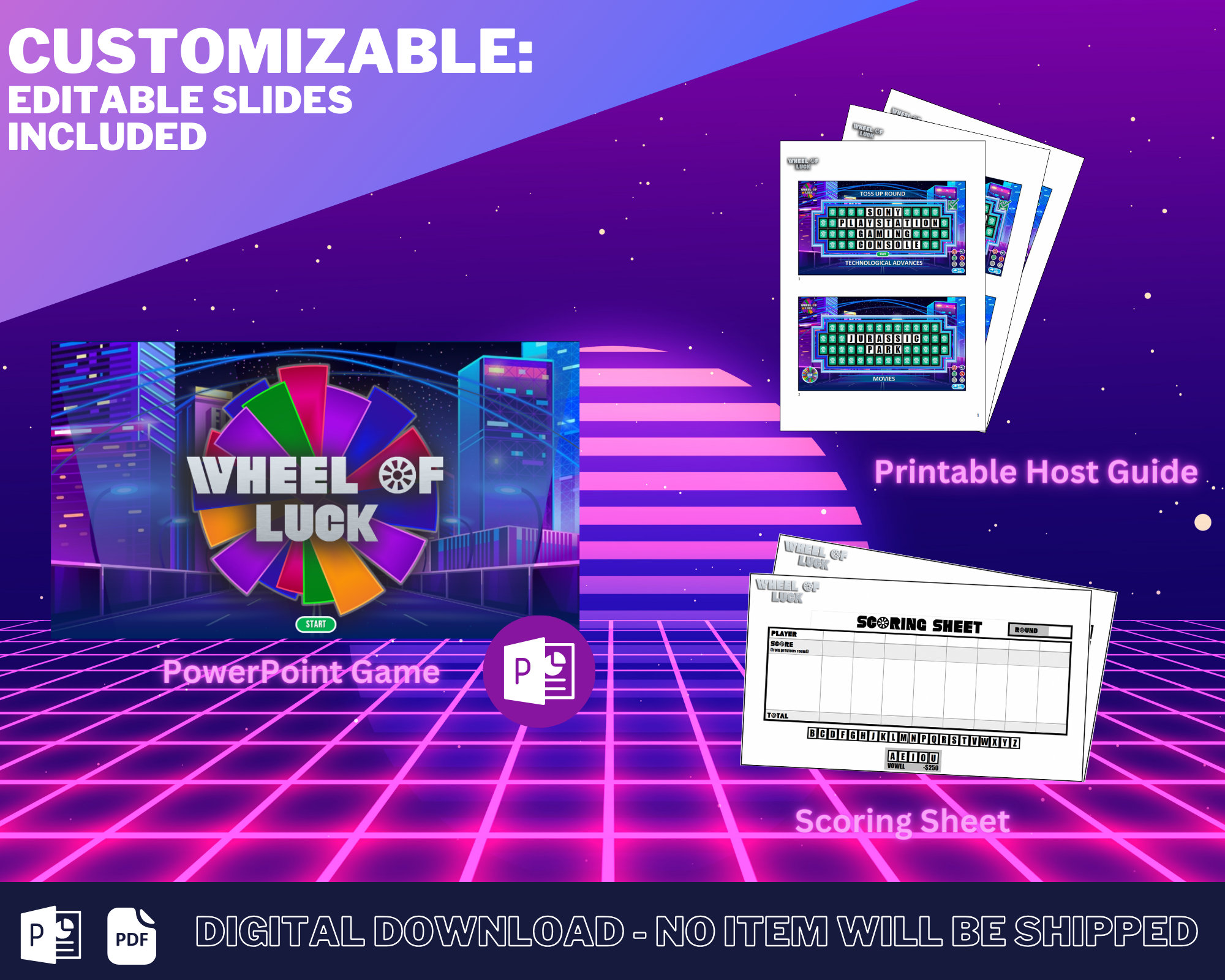 90s Wheel of Luck Spin the Wheel Game Spinning Wheel L Zoom Powerpoint ...