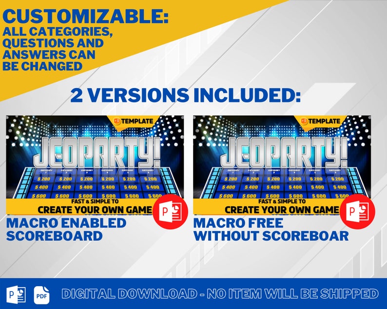 Jeoparty Game TEMPLATE Powerpoint Game Game for Zoom Jeopardy Game ...