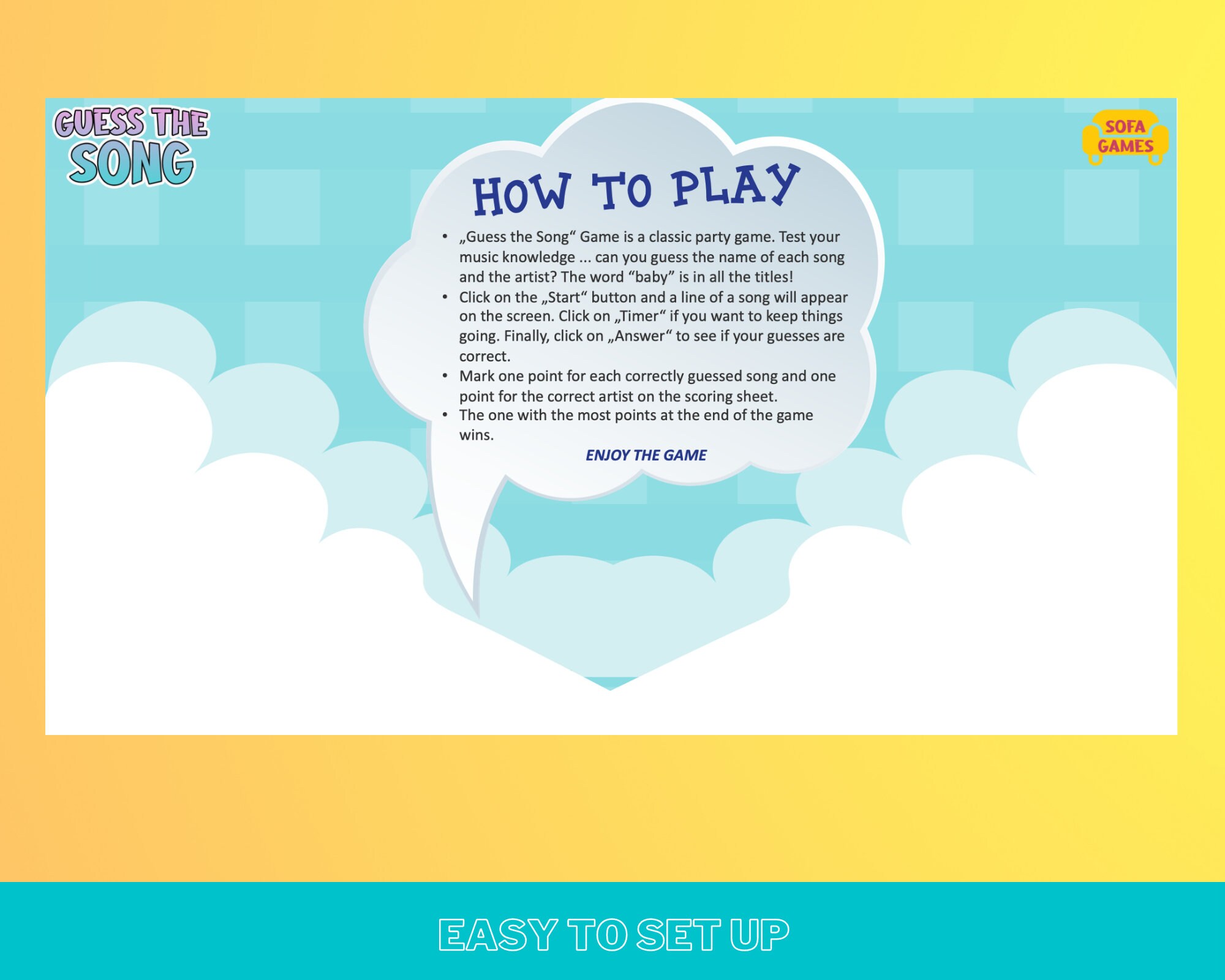 Guess the Song BABY SHOWER | Powerpoint Game | Music Quiz | Lyrics Game ...