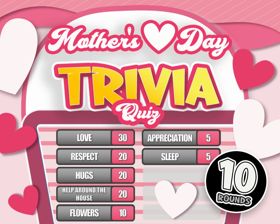 Mother's Day Trivia Quiz | Mother's Day Quiz | Party Game | Games for ...