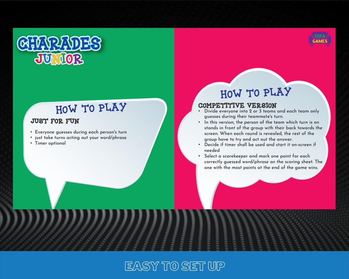 Charades Game JUNIOR Powerpoint Game Party Game Family | Etsy