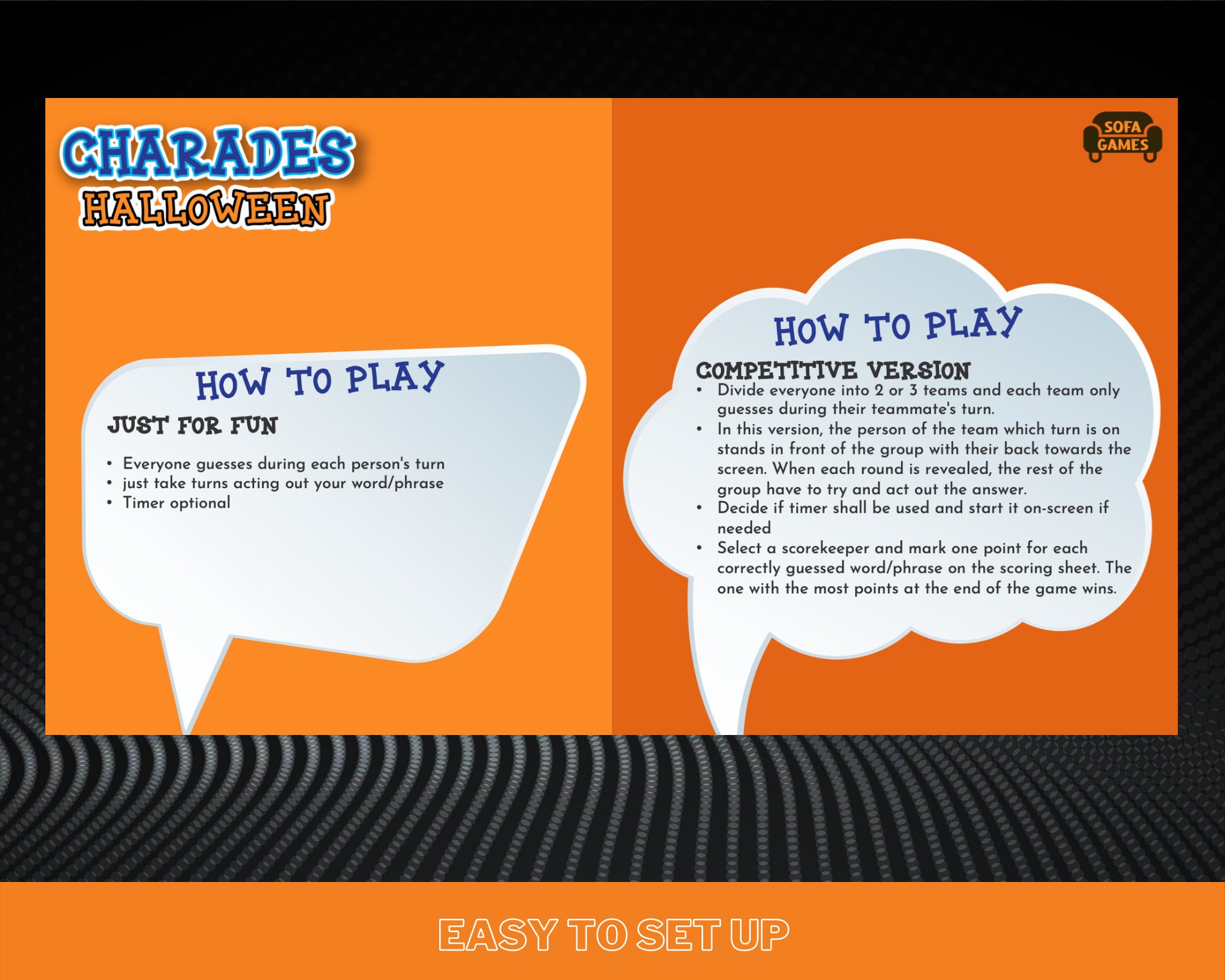 Charades HALLOWEEN Game Powerpoint Game Party Game | Etsy