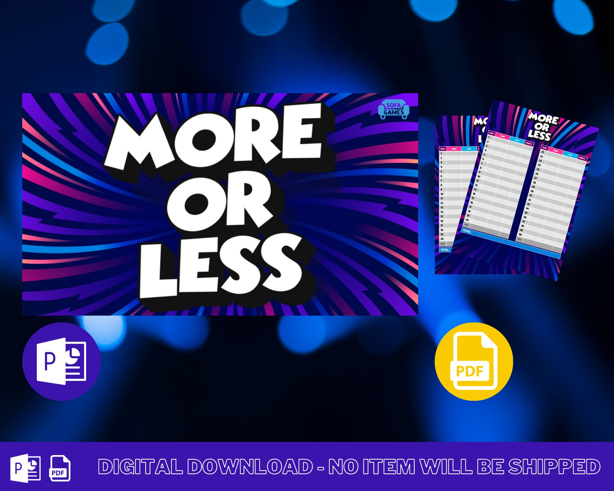 More or Less Powerpoint Game Pub Quiz Party Game Family Game Virtual ...