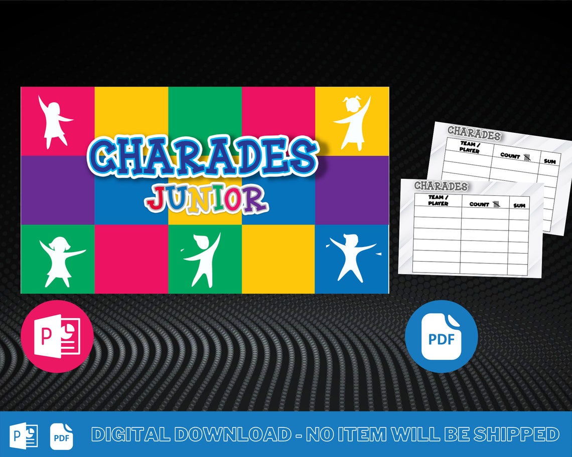 Charades Game JUNIOR Powerpoint Game Party Game Family | Etsy