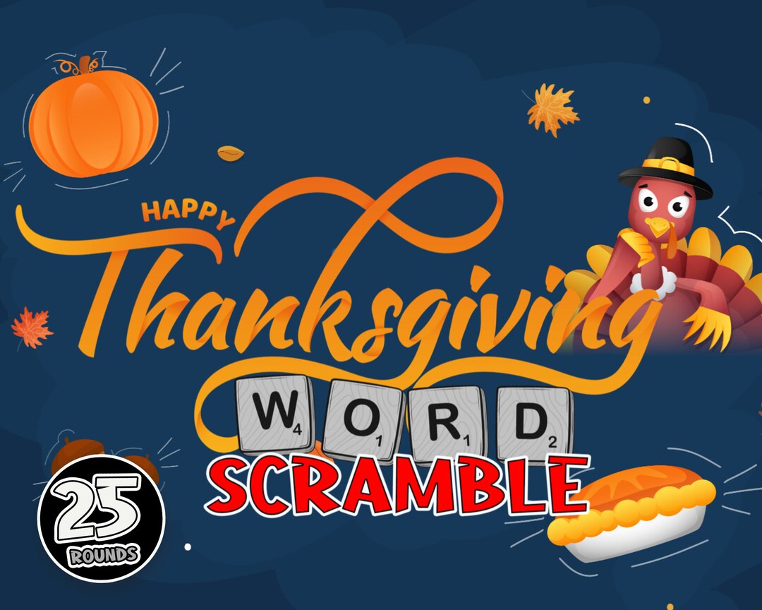 Word Scramble THANKSGIVING Jumble Anagram Game | Powerpoint Game ...