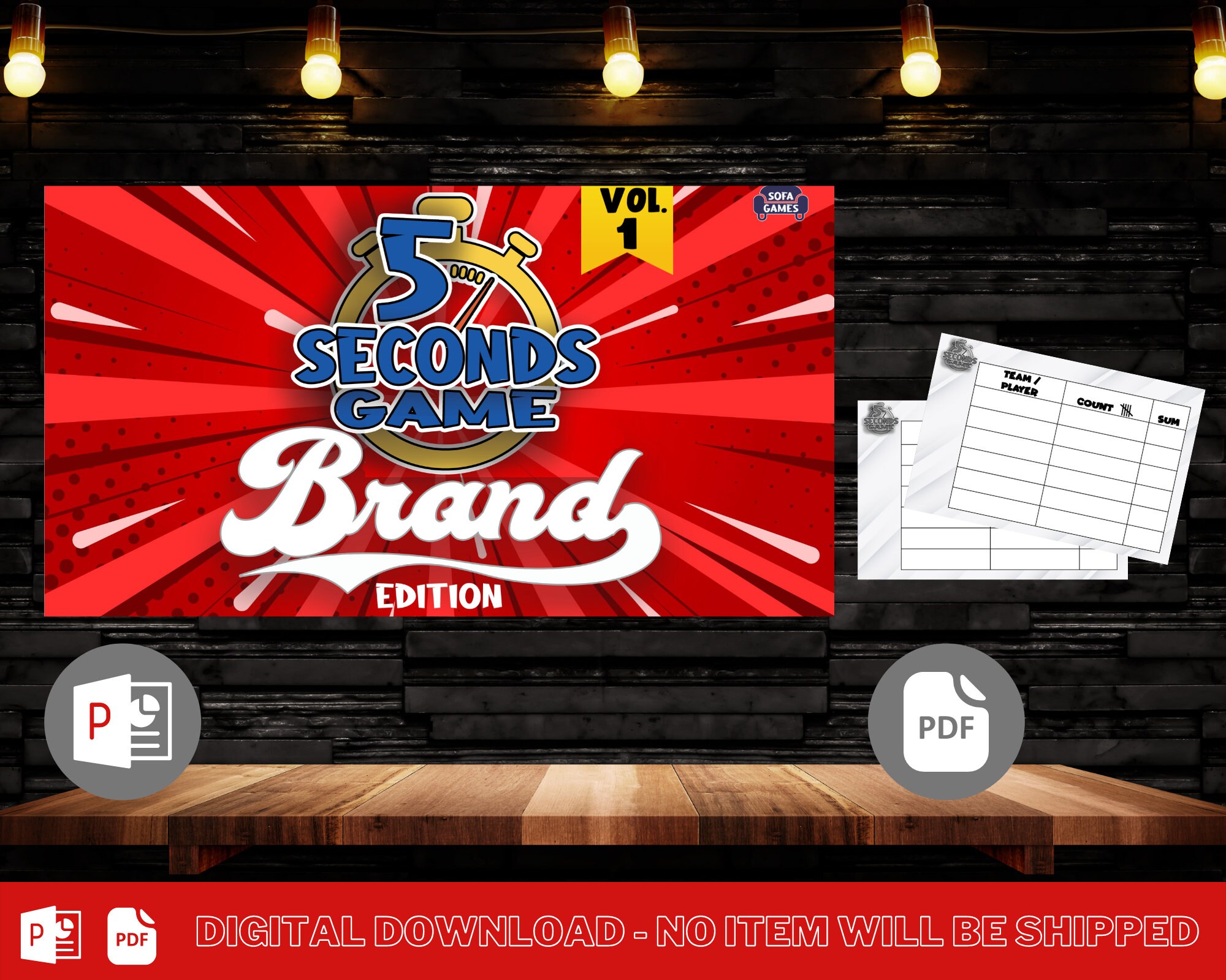 5 Seconds BRANDS 5 Second Rule Game Powerpoint Game Ice Breaker Team ...