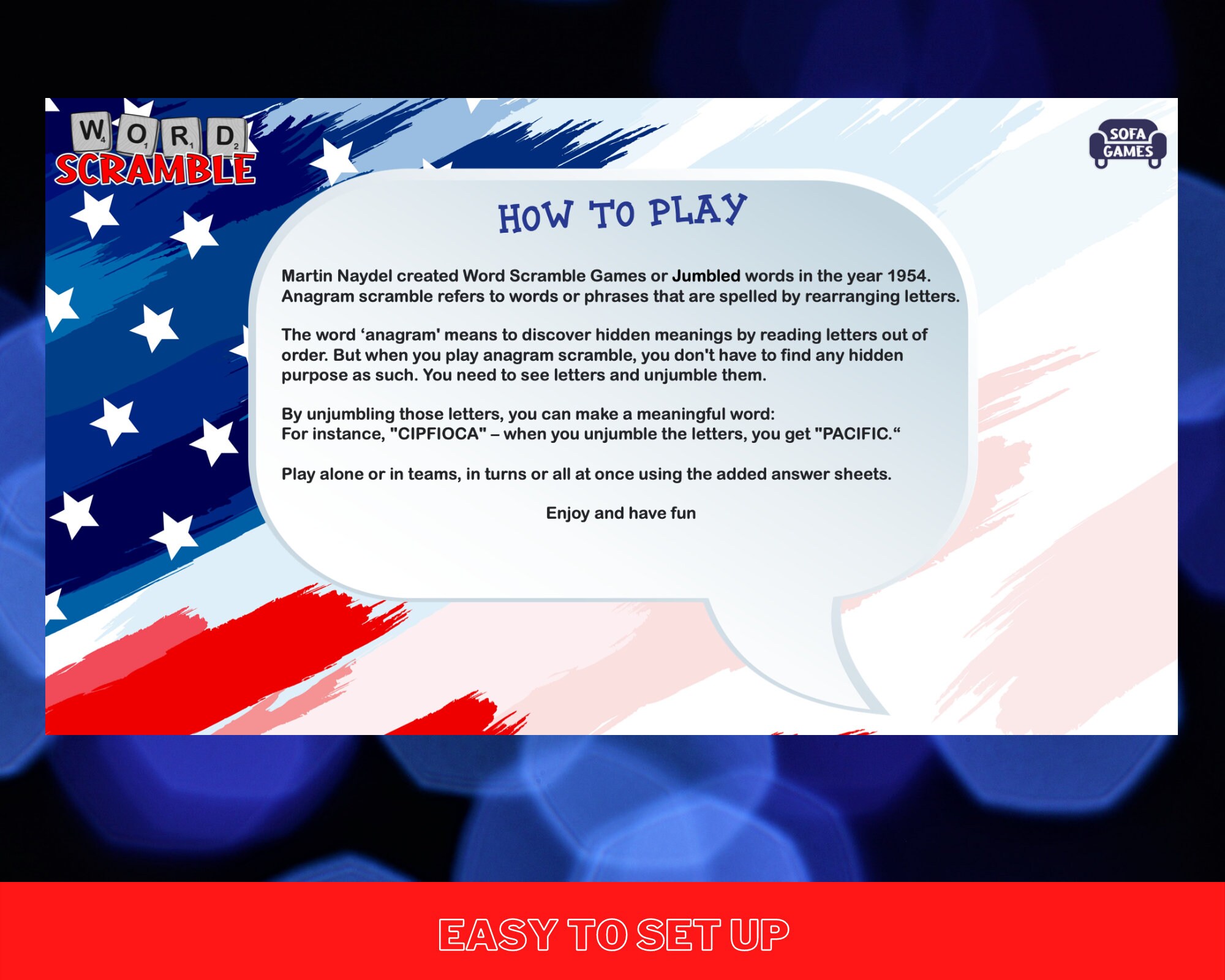 Word Scramble Memorial Day Jumble Anagram Game PowerPoint - Etsy España