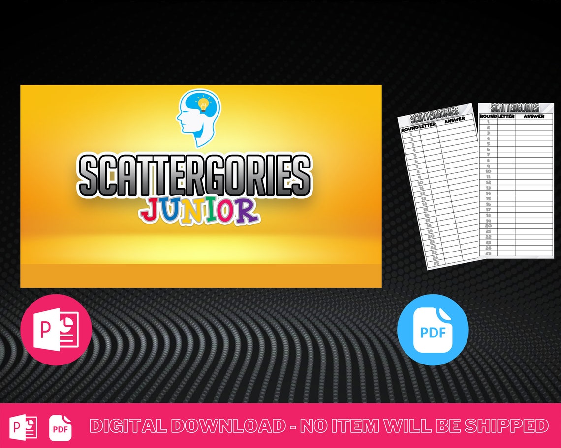 Scattergories JUNIOR Game Powerpoint Game Party Game Family Party Game ...