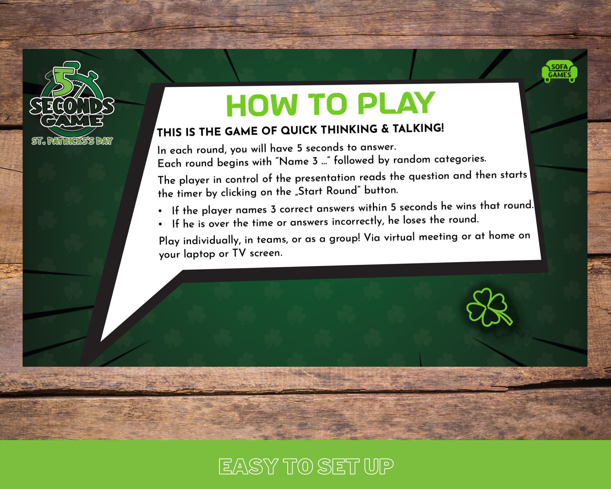 5 Seconds Game | St. Patrick’s Day | 5 Second Rule Game | Powerpoint ...
