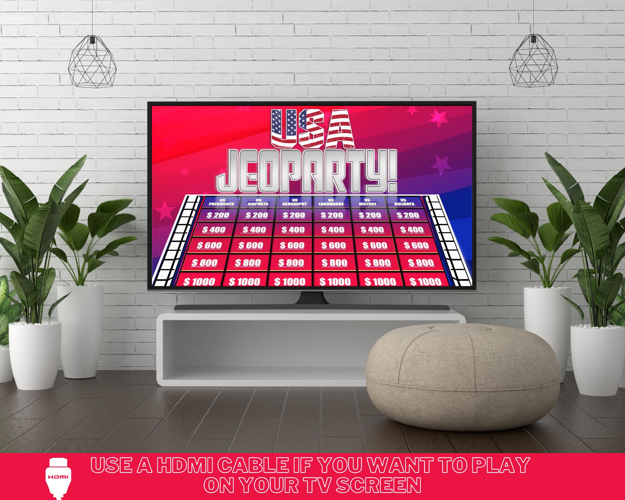 USA Jeoparty | Americana Powerpoint Game | 4th of July Game | Memorial ...