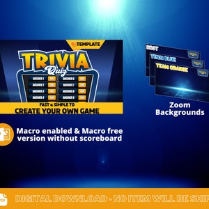 Trivia Quiz TEMPLATE | Party Game | Editable Family Feud Quiz Game I ...