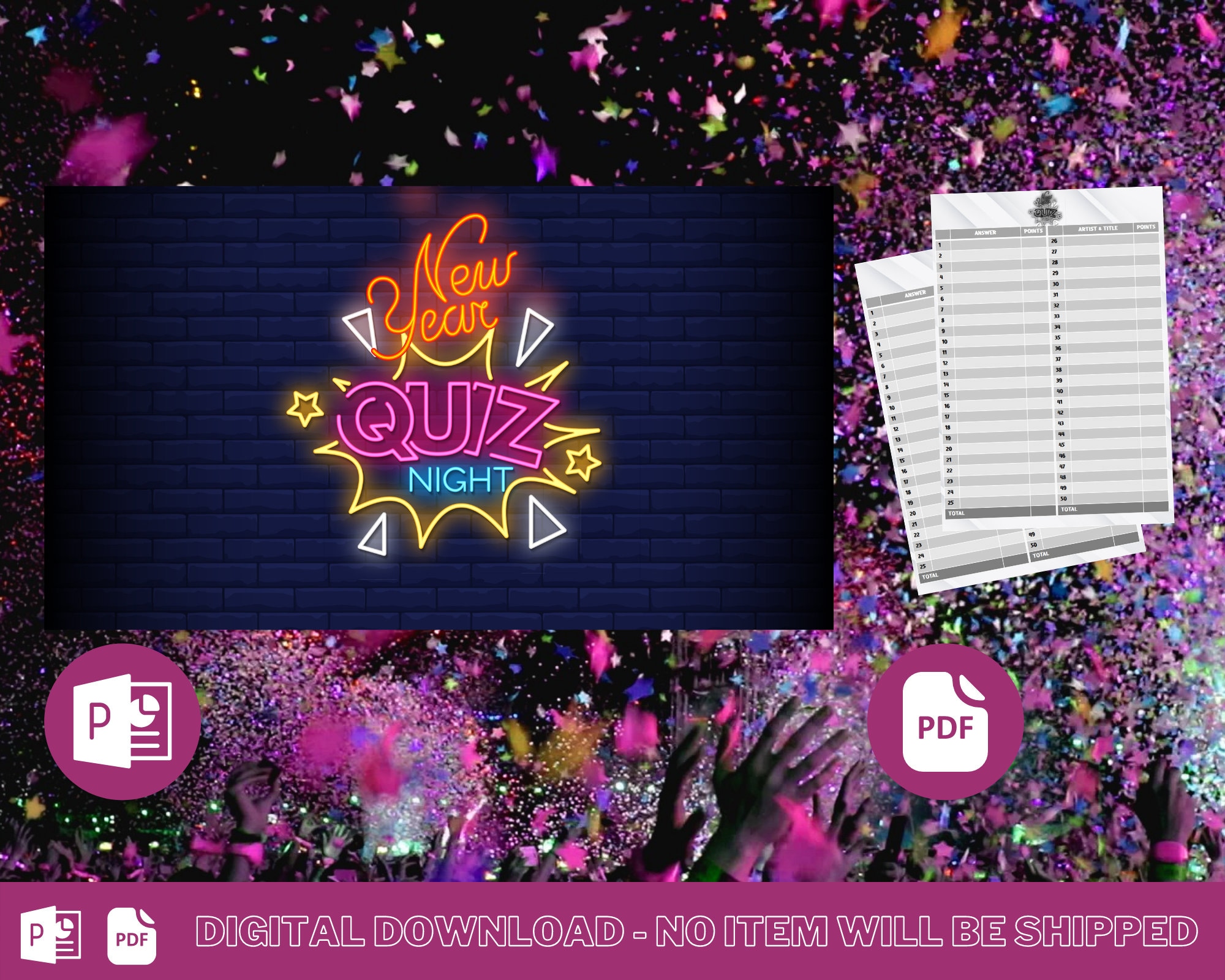 NEW Year's Quiz Virtual Powerpoint Quiz for Zoom New Year Party Game ...